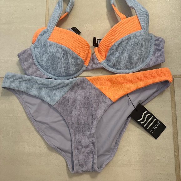 Vetchy | Swim | Womens Orange And Light Blue Bikini | Poshmark